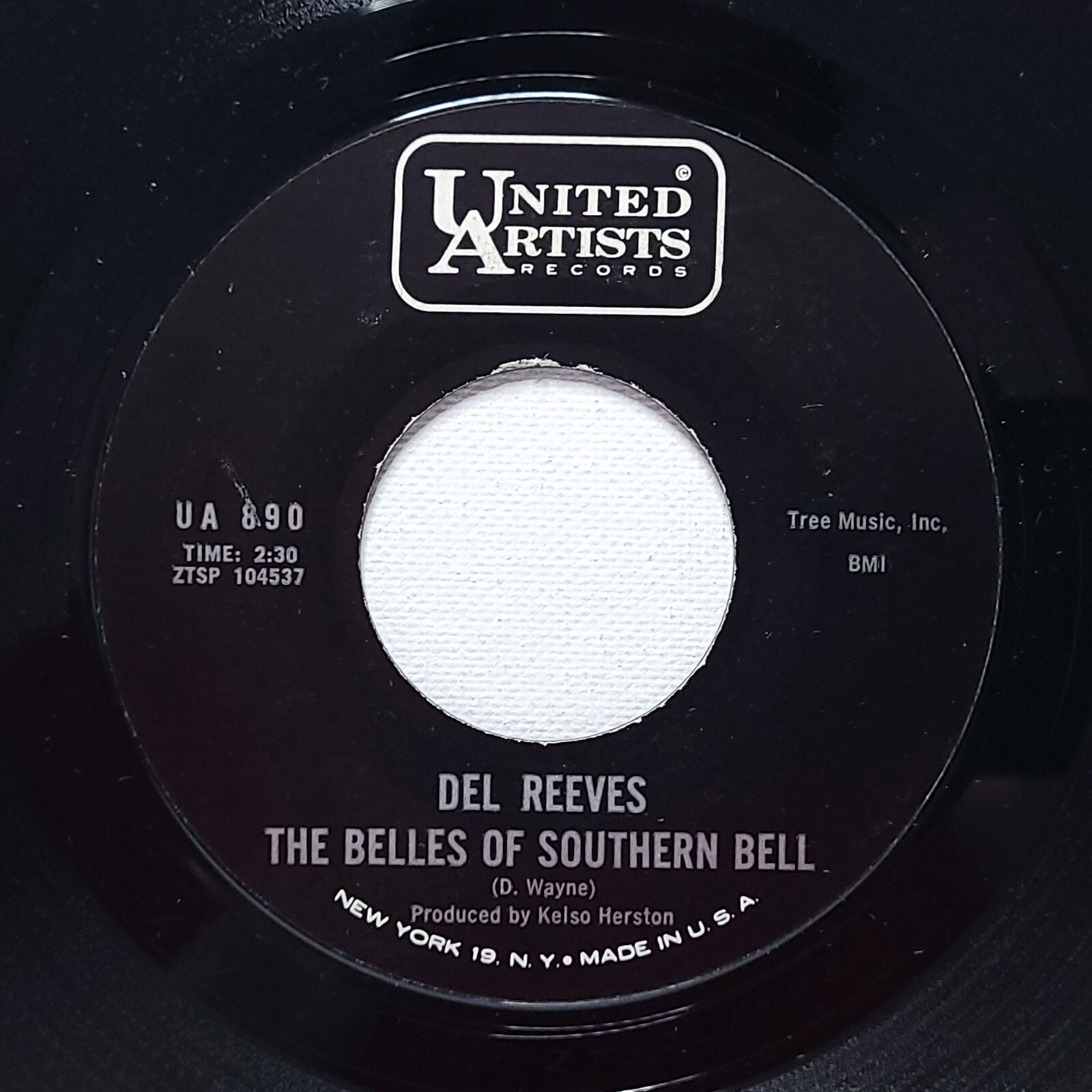 Del Reeves 45 Record The Belles Of Southern Bell / Nothing To Write ...