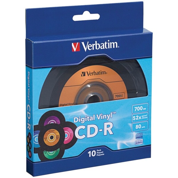 "Verbatim 700 MB 52X 80 Minute Digital Vinyl CD-R, 10-Disc 97935" for ...
