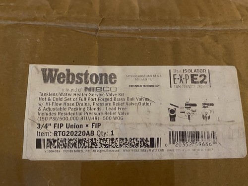 Nibco Webstone H-44443WPR Isolator Hot/Cold Valve Kit 3/4" FIP Union x ...