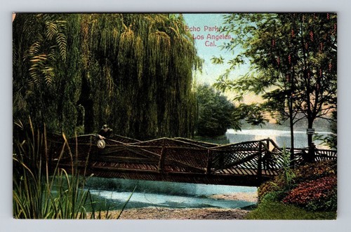 Los Angeles CA-California, Scenic Foot Bridge in Echo Park, Vintage ...