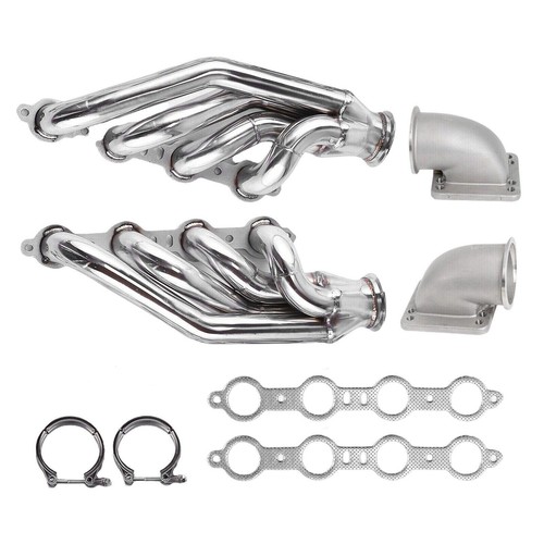 Turbo Exhaust Manifold&Headers Fit LS1 LS6 LSX GM V8+Elbows T3 T4 to 3. ...