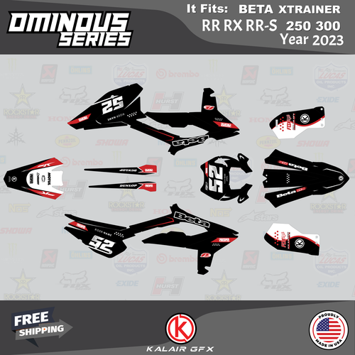 Graphics Kit for Beta Xtrainer RR, RX,RR-S 250 300 (2023) Ominous - RED ...
