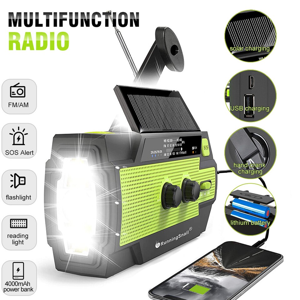 9000mAh Emergency Radio Crank Solar Hand Weather Power Bank Charger ...