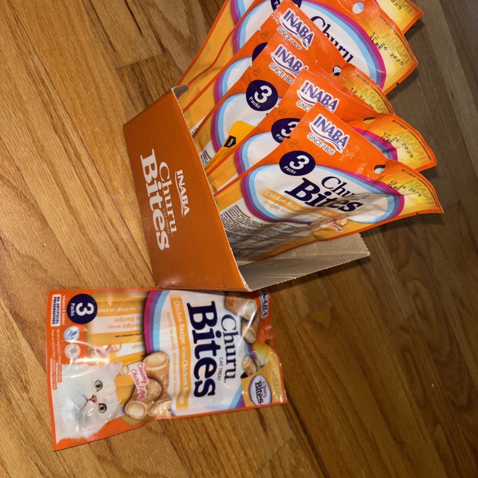 Lot Of 7 Bags Inaba Churu Bites Chicken Flavor - 3 Packs Per Bag | eBay