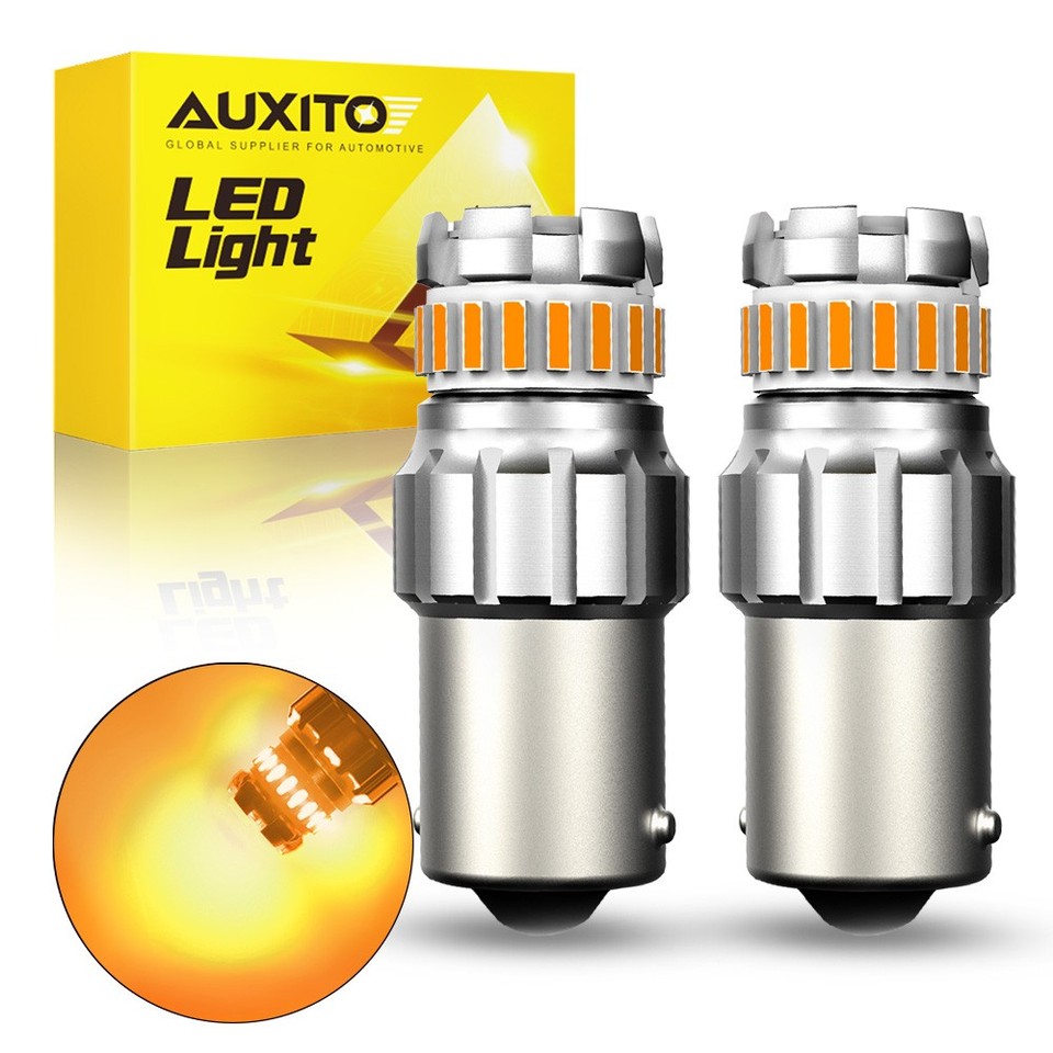 2x AUXITO 1156 LED Backup Reverse Light Bulbs Amber BA15S Indicator ...