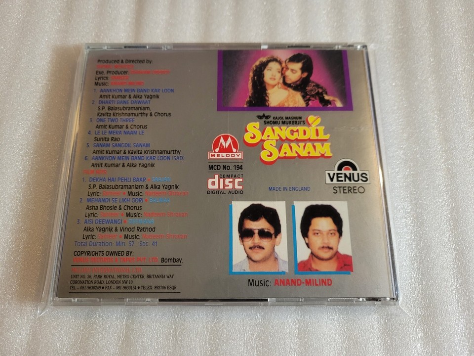 RARE Sangdil Sanam Bollywood Hindi Melody UK Made Audio CD | eBay
