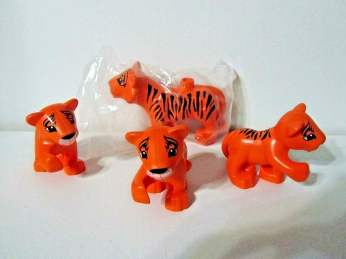 Lego Duplo Tiger Animals Lot Set Adult Mom & Baby Cubs Orange/Black Lot ...