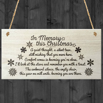 In Memory This Christmas Decoration Wood Memorial Quote Tree Sign ...