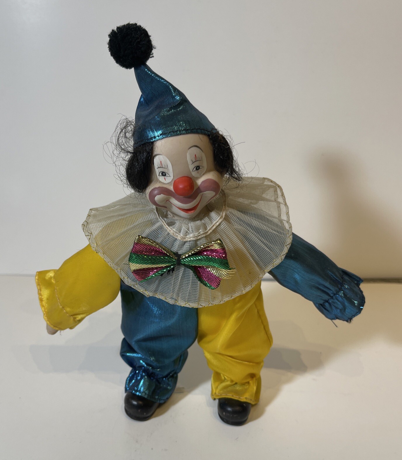 Victoria Impex Clown Doll VTG Bisque Jester Blue Yellow Soft Body ...