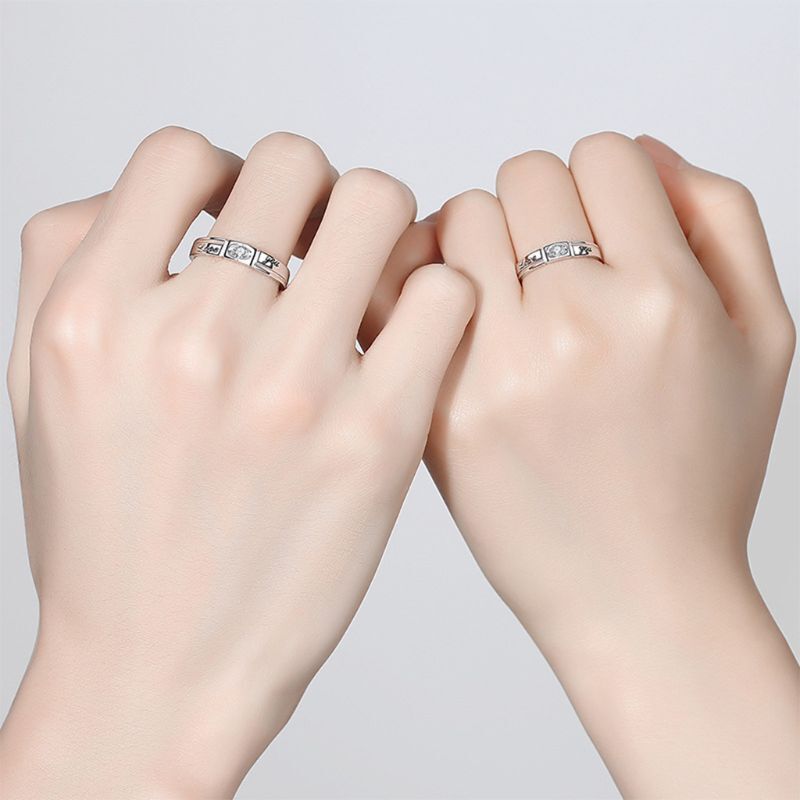 2x Fashion Lovers Unisex Wedding Rings Open Couple Rings for Friendship ...