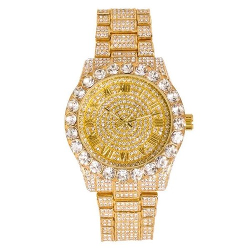 Men Metal Watch Hip Hop Iced Icy Bling Gold Plated Bling BIG Simulated ...