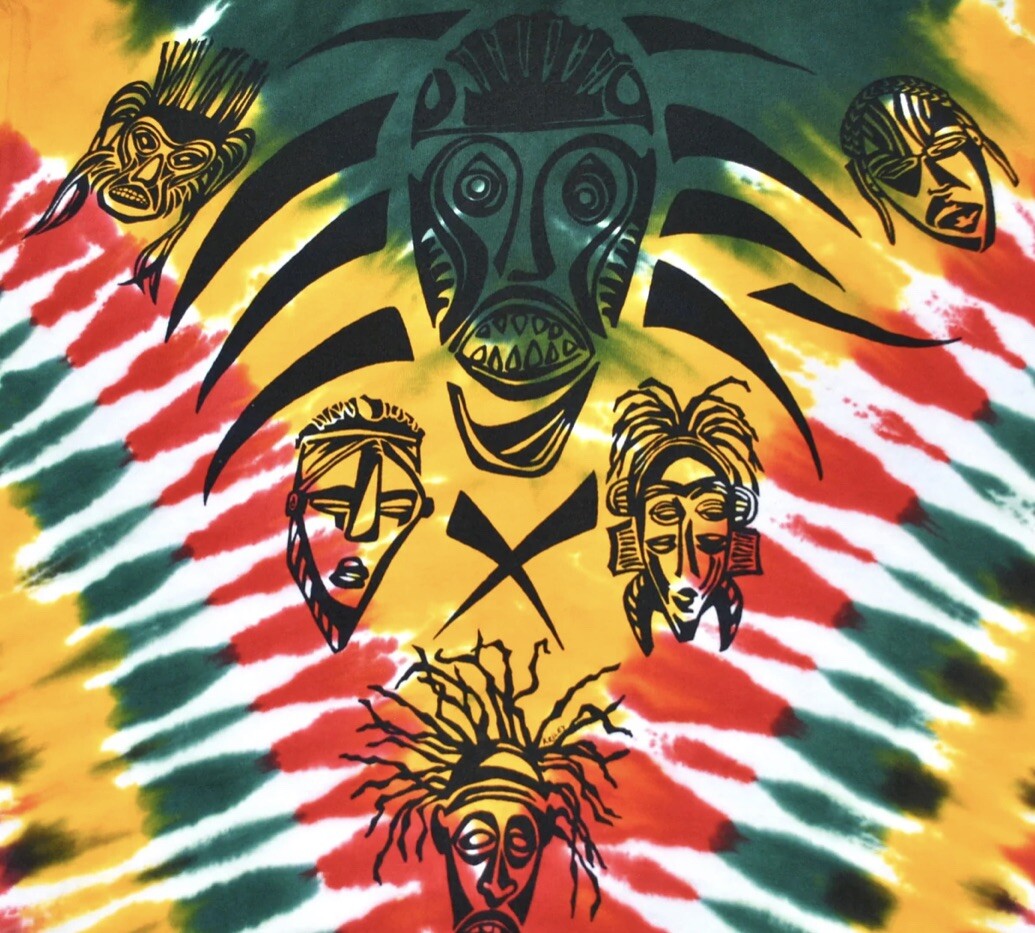 Vintage Africa Rasta Liquid Blue 90s Shirt Size Large - Gem