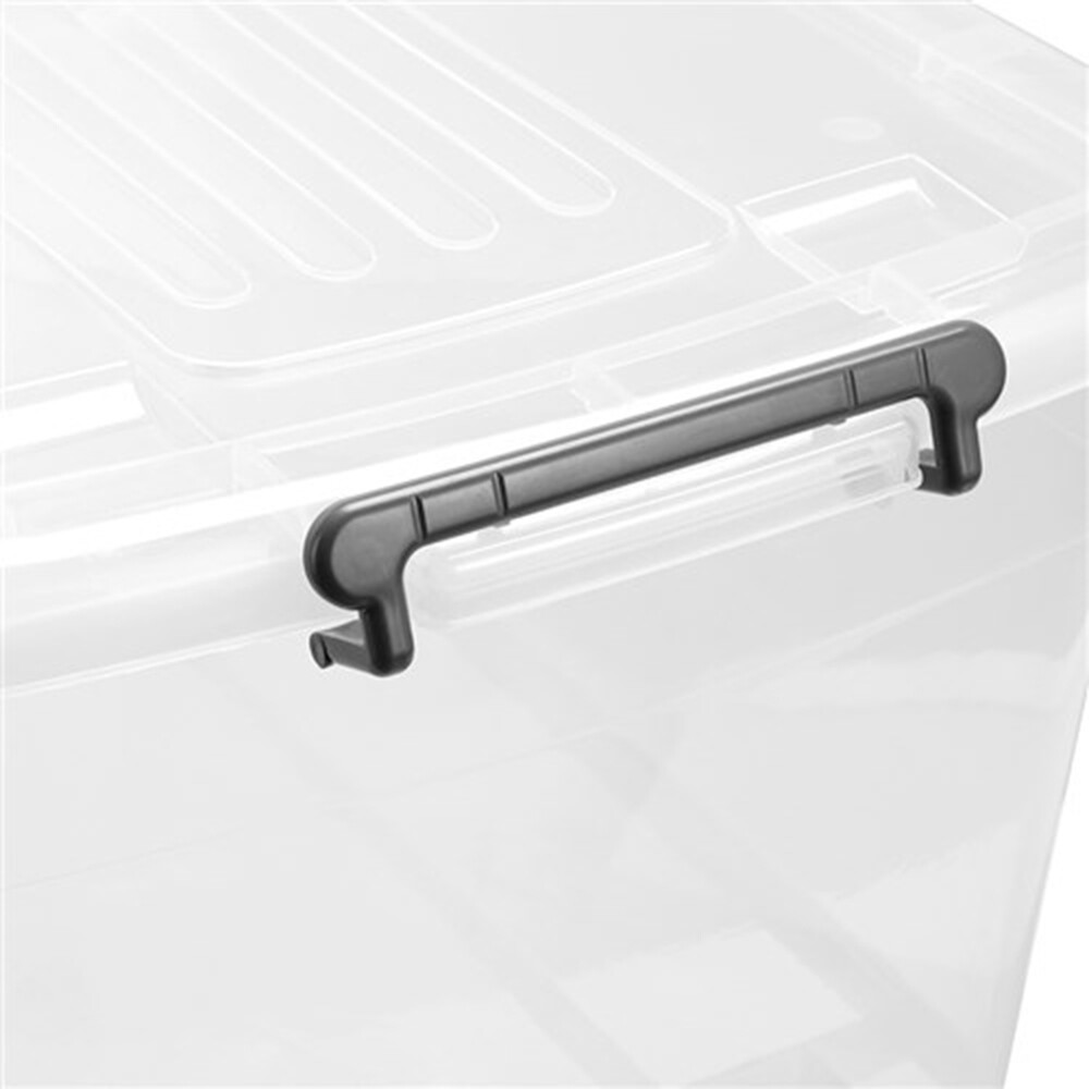 5 x 52L Storage Roller Tubs Container With Wheels Plastic Crate ...