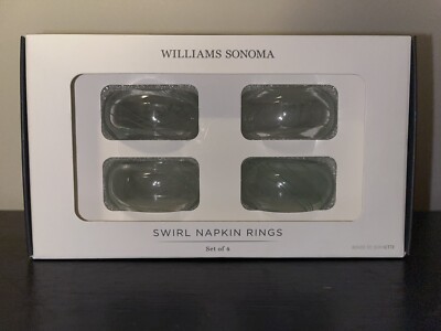 Williams Sonoma Green Swirl Glass Napkin Rings Set Of (4) Brand New | eBay