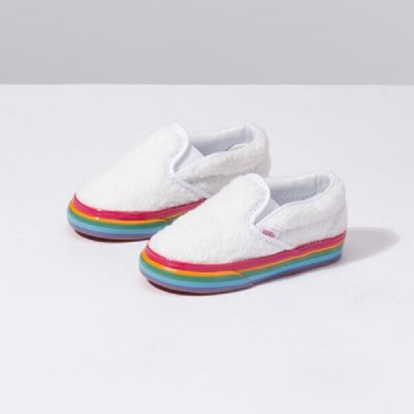 Vans Classic Slip On (Shearling Rainbow) White Toddlers 7.5 | eBay