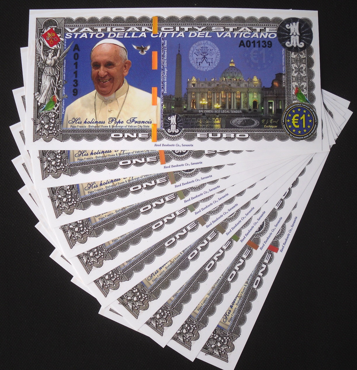 Wholesale Lot 10 pcs 1 EURO 2016 Pope Francis Vatican Polymer Fantasy ...