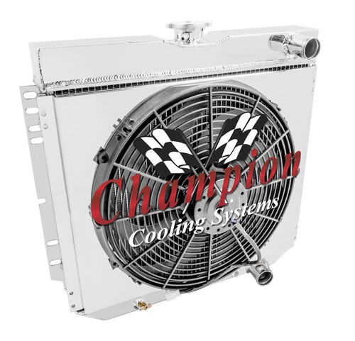 3 Row Champion Radiator Low Pass 20",16" SPAL Thin Fan,Shroud 1967 ...
