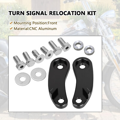 Black Front Turn Signal Relocation For Harley Softail Springer FXSTS ...