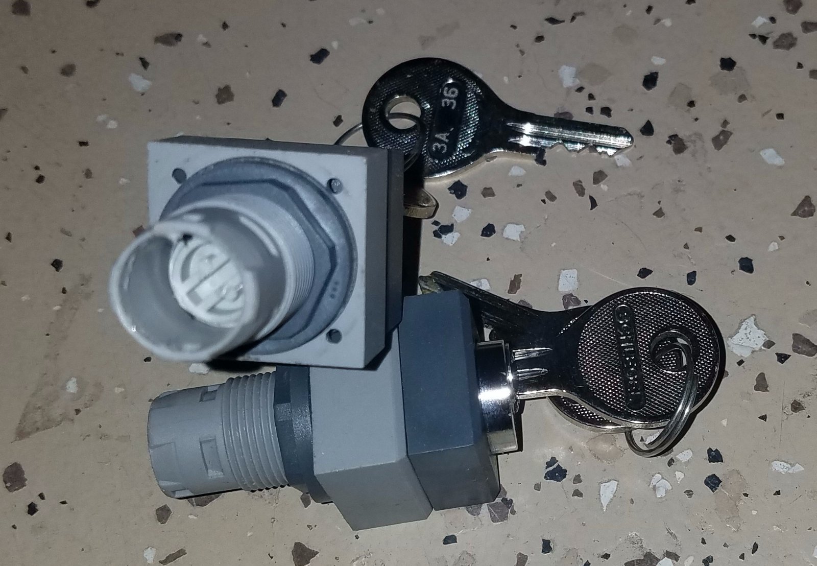 Two Square Key Lock Push Button Switches with Spare Key on each - keyed ...