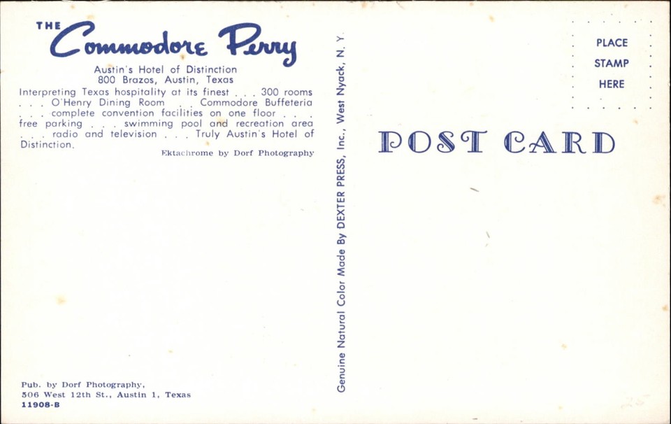Commodore Perry Hotel Austin Texas vintage postcard t776 | eBay
