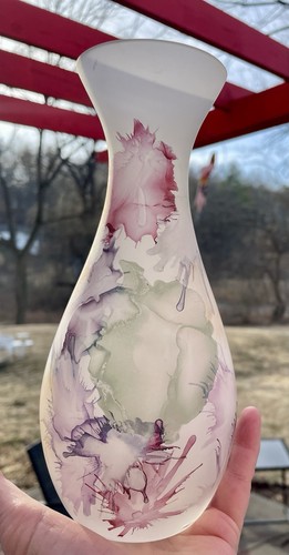 Hand Painted Abstract Blown Art Glass Bud Vase ILANIT OLAMTOV JERUSALEM ...