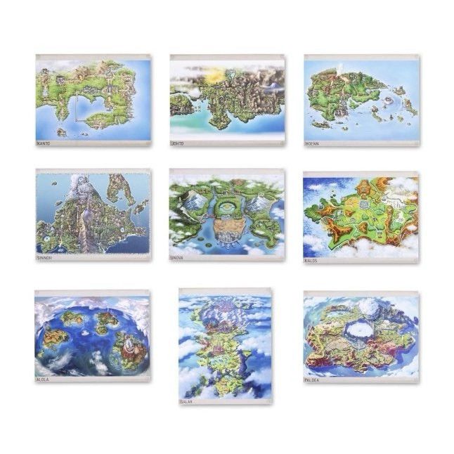Pokemon Center Poster Flyer Region Maps 9 Pack Set Wcs 2023 Kanto Johto ...