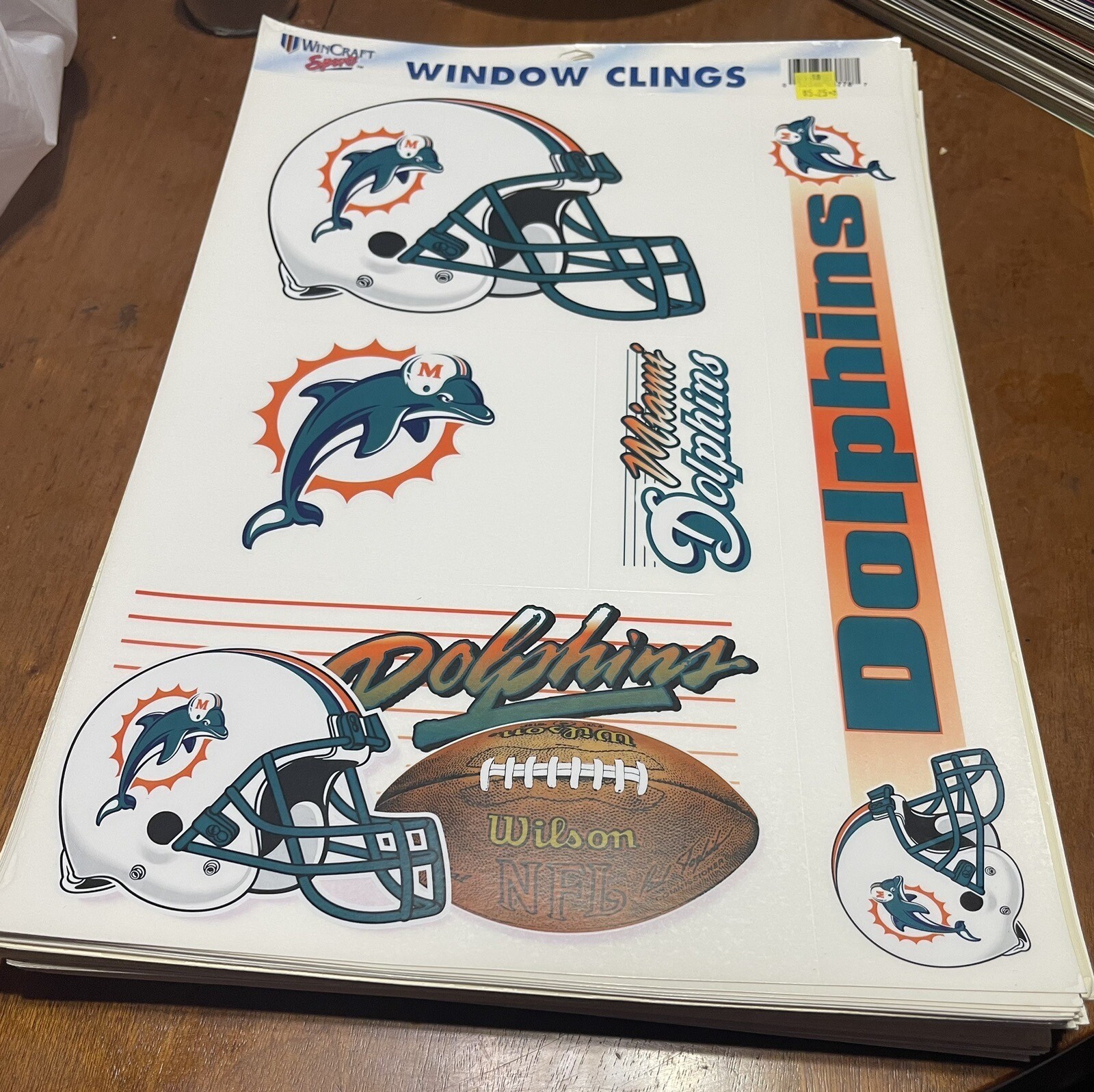 Vintage Miami Dolphins 5 Decals WinCraft NFL Window Clings 11x17 NEW ...