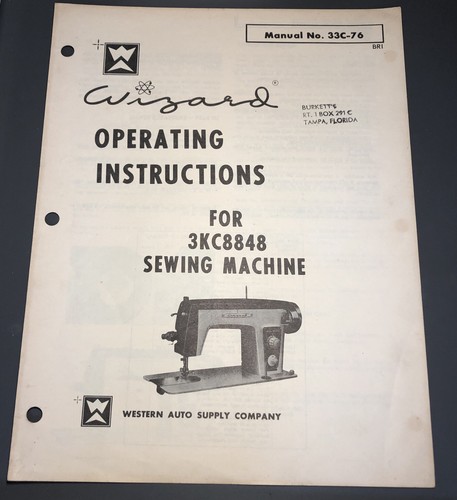 VTG ORG Wizard Sewing Machine 3KC8848 Operating Instructions | eBay