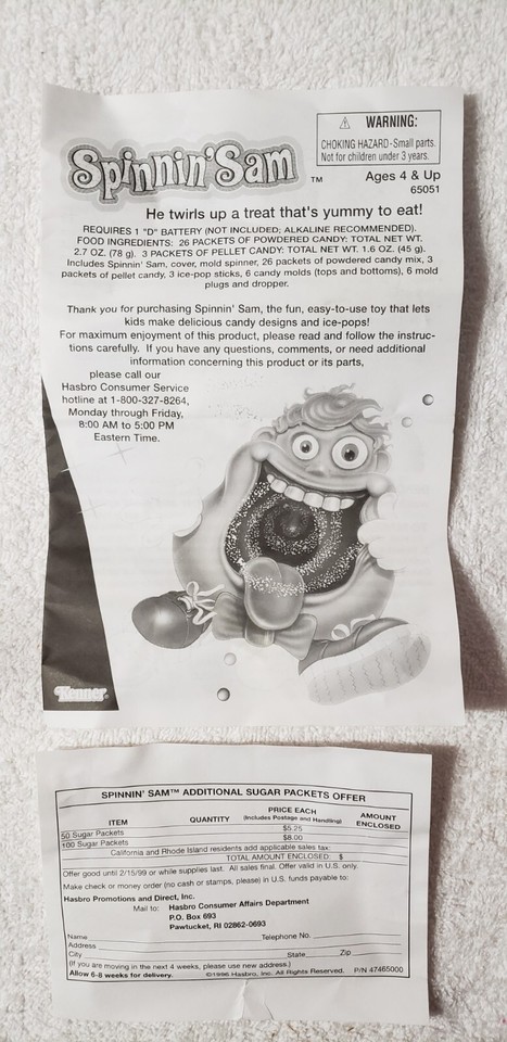 Vrg Kenner 1996 Spinnin' Sam Candy Maker Collectible Toy CLEAN w/ Box ...
