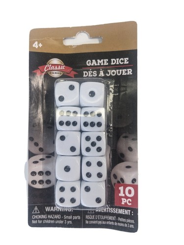 Game Dice 10 pc White Regular Size Board Games Replacement dice | eBay