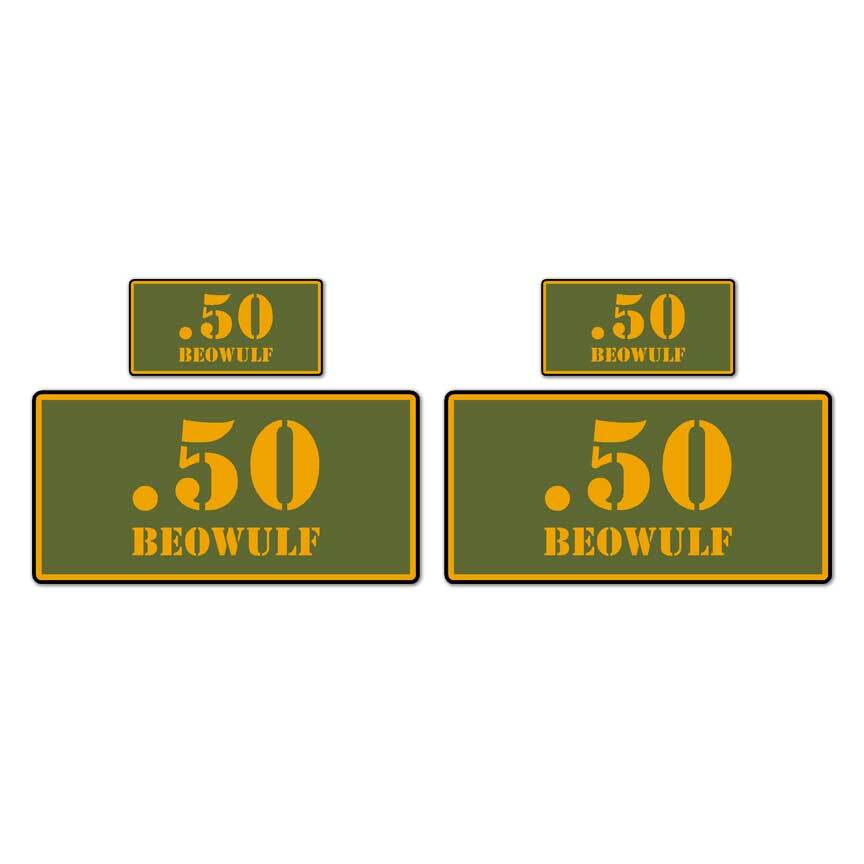 .50 Beowulf Ammo Box Set, Vinyl Decal Sticker, 2@ 1"x2" & 2@ 2"x4 ...