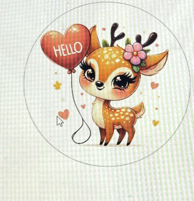 30 HELLO CUTE DEER & BALLOON ENVELOPE LABELS STICKERS SEALS 1.5" ROUND ...