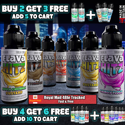 E Liquid 100ml Premium | FLAVA HITZ | High VG | Vape Juice - 0mg - No ...