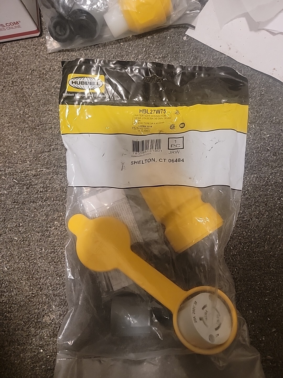 Hubbell HBL27W75 Watertight Locking Connector - Yellow for sale online ...