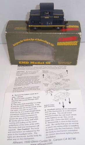Ho Scale Roundhouse EMD Model 40 Baltimore & Ohio B&O Locomotive | eBay