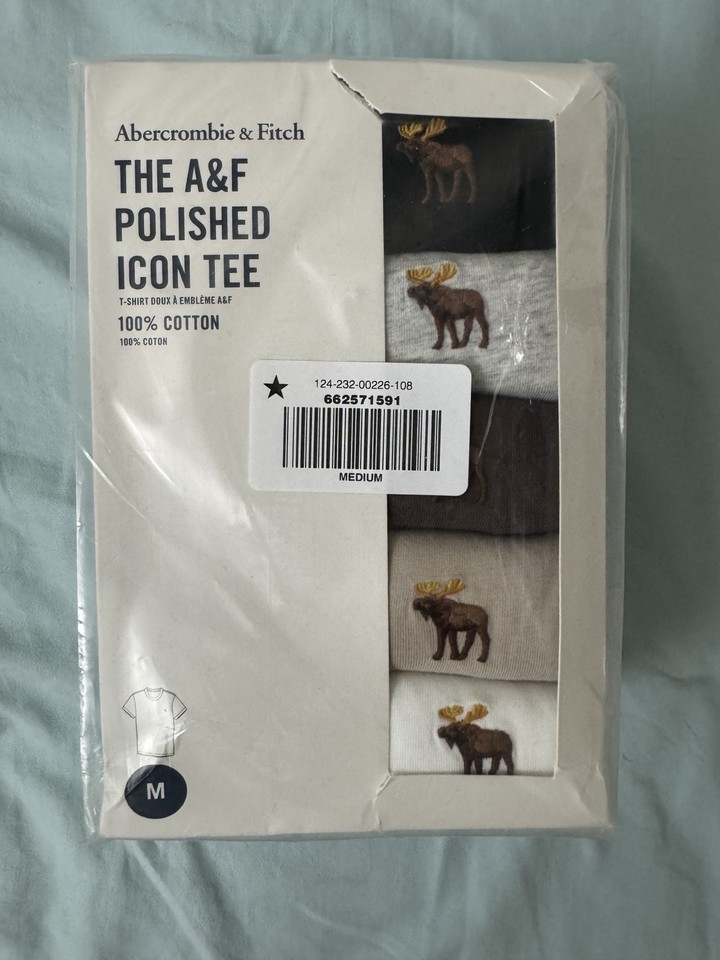 $75 Abercrombie Fitch Men’s Signature Icon Crewneck Tee T-Shirts 5 Pack ...