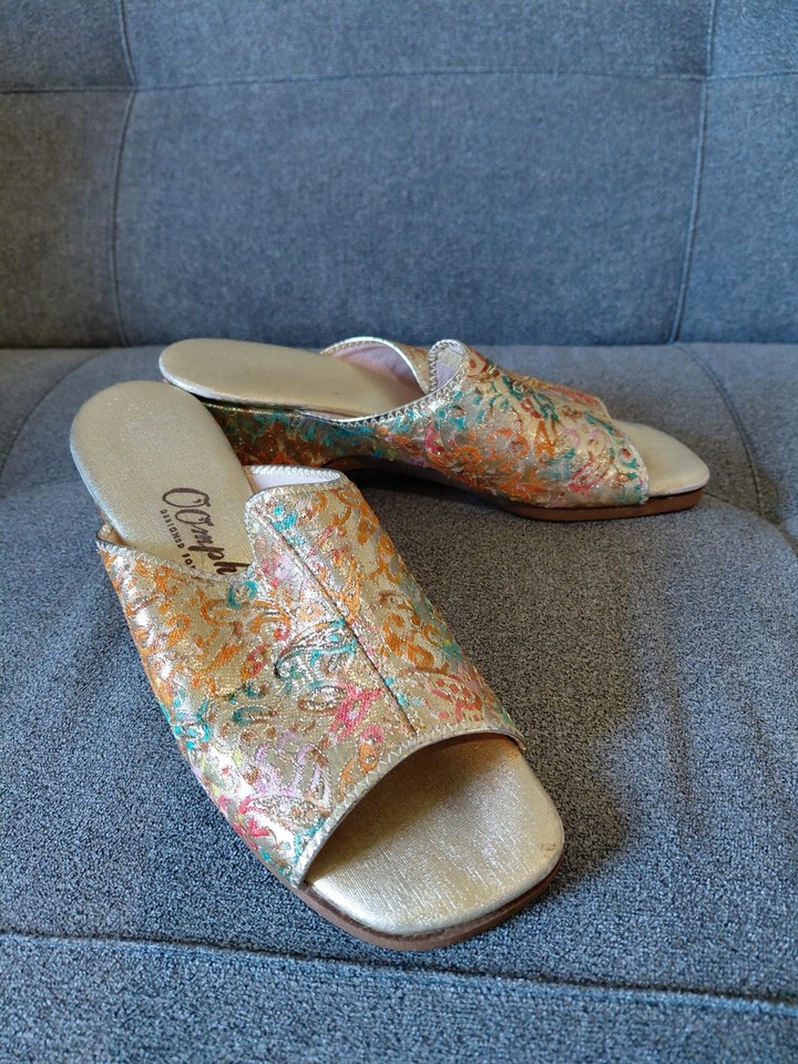 Vintage 1960s Oomphies Metallic Mules Slippers Shoes Size 6 | eBay