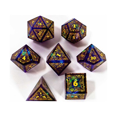 Crystal Maggie Dice Poly Set - Purple Starry Night w/Gold (7) New ...
