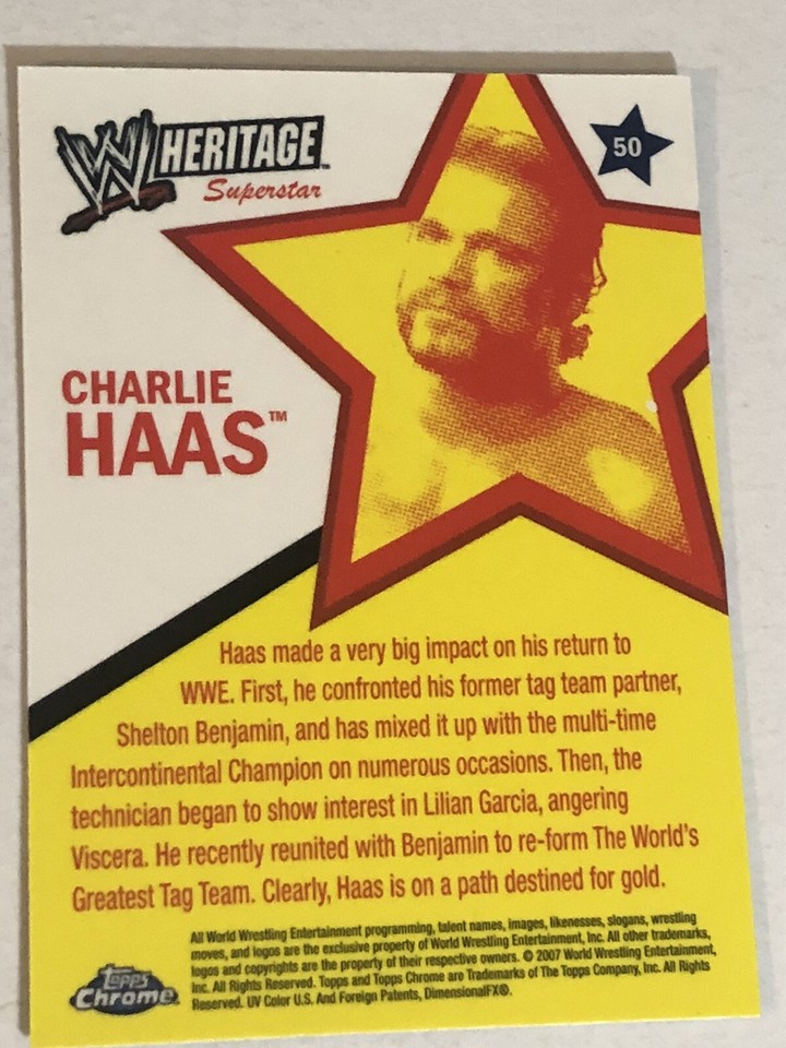 Charlie Haas WWE Heritage Chrome Topps Trading Card 2007 #50 | eBay