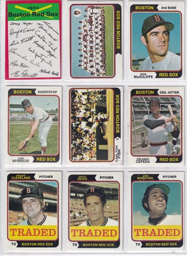 1974 Topps Boston Red Sox Team Set (30 Cards) | eBay