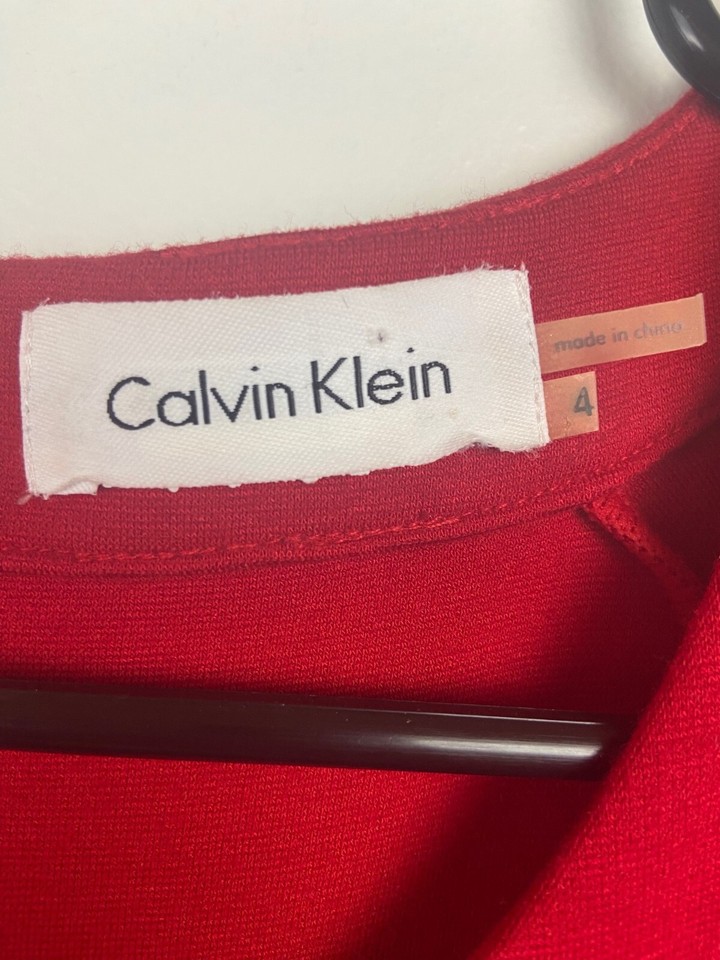 Calvin Klein Red Short Sleeve Sheath Dress Women's Size 4 Professional ...