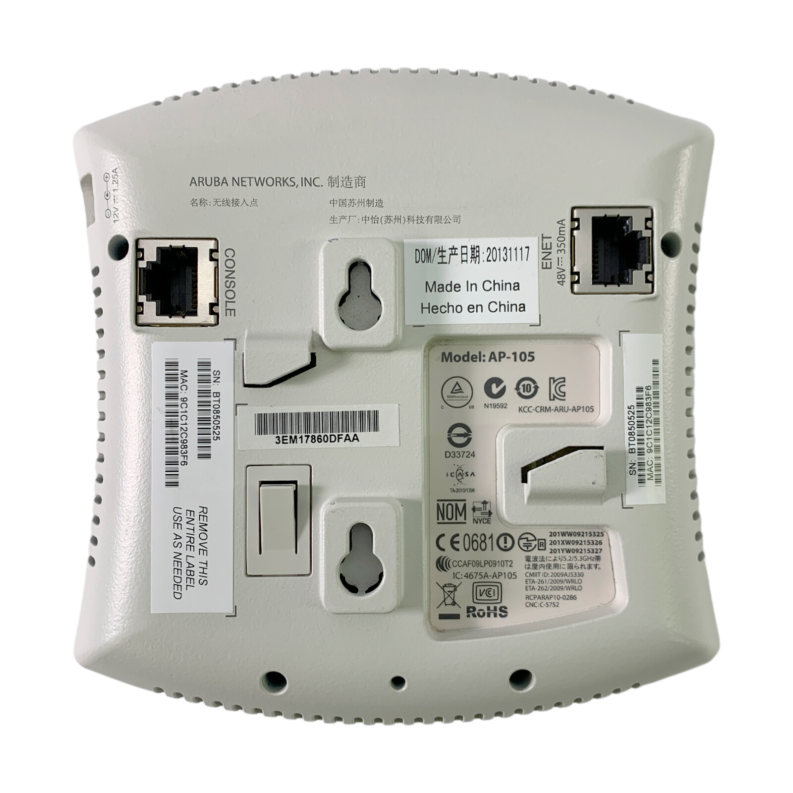 Aruba Networks AP-105 AP-105-US Wi-Fi Dual Band Access Point 802.11a/b ...