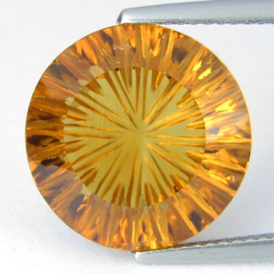 8.66Cts Excellent Natural Citrine 14.6mm Round Carving Loose Brazil ...