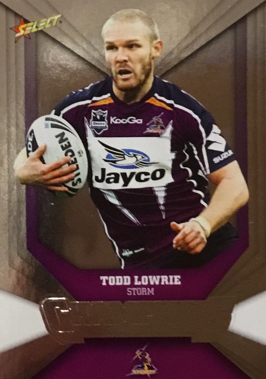 2011 NRL SELECT CHAMPIONS STORM TODD LOWRIE SILVER PARALLEL SP 88 CARD ...