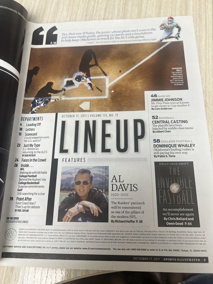 Sports Illustrated October 17, 2011 Jimmie Johnson, Racing, NASCAR MLB ...