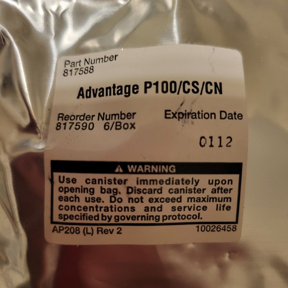 MSA ADVANTAGE P100/CS/CN #817590 817588 Gas Mask Canister - Expiration ...