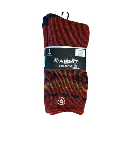 New Ariat Dark Red Cozy Alpine Socks Unisex Large Warm | eBay