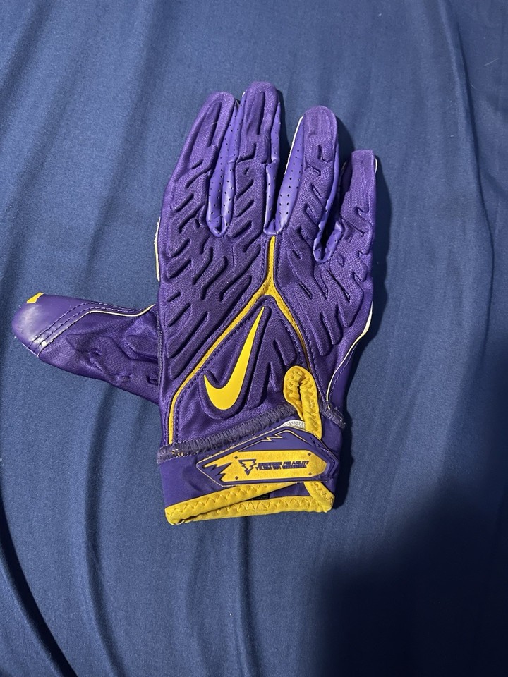 Nike LSU Tigers Team Issued Superbad 6.0 Football Gloves Purple Size XL ...