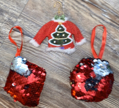 Vintage Hallmark Ugly Christmas Sweater Lighted Ornament Plus 2 Reverse ...