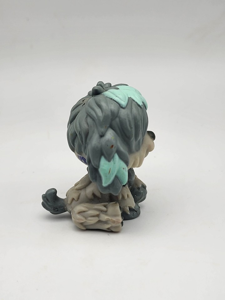 Littlest Pet Shop LPS #1513 Sheepdog Dog Teal & Grey Pink Flower Blue ...